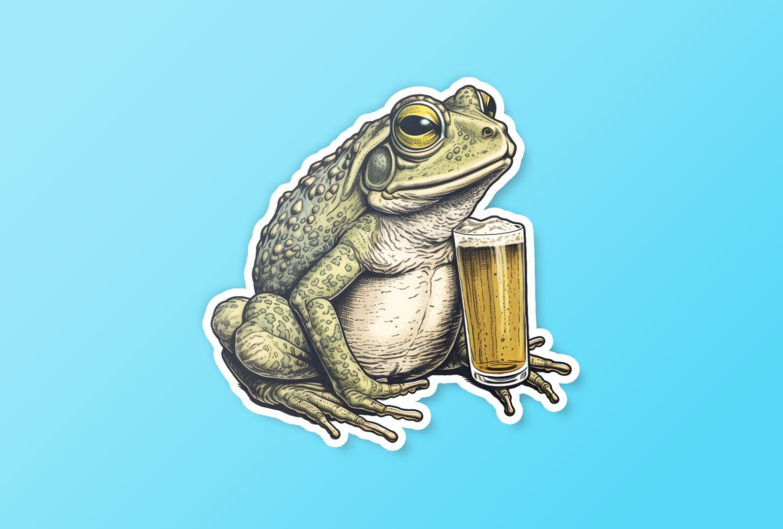 Frog Drinking a Beer Sticker - Etsy