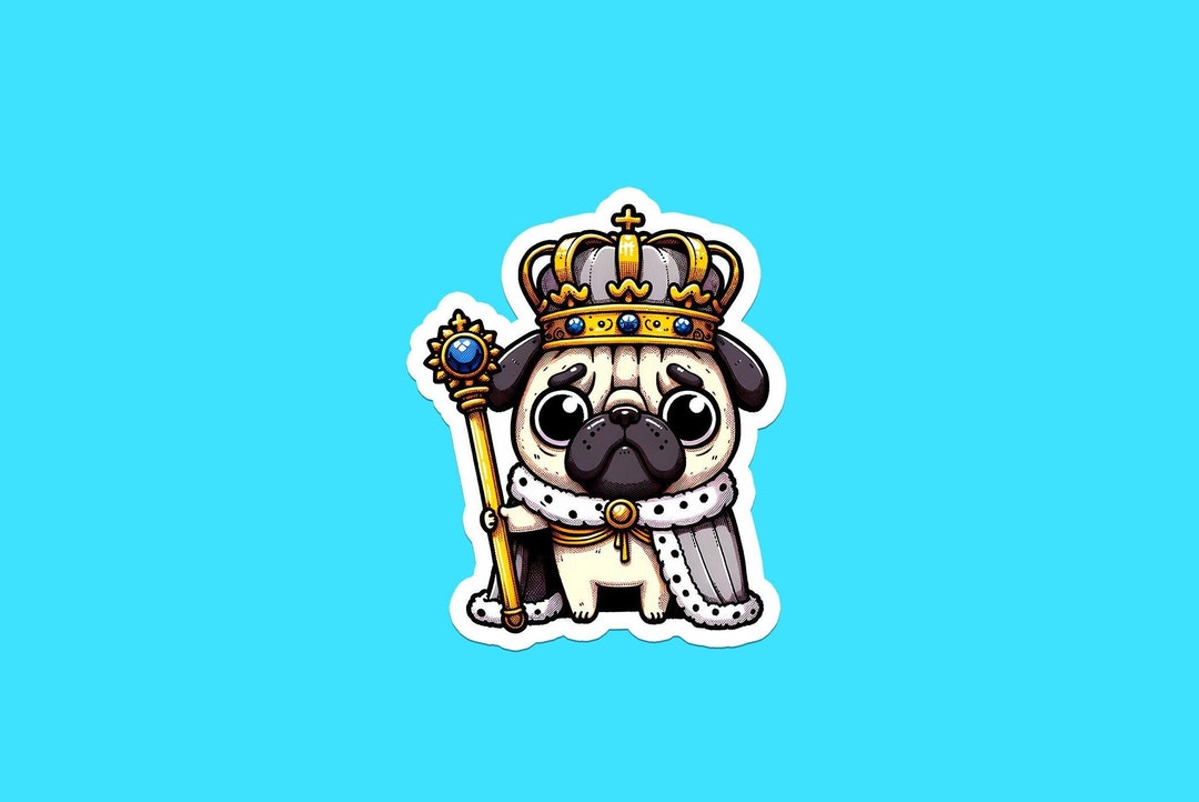 Cute King Pug Sticker - Etsy