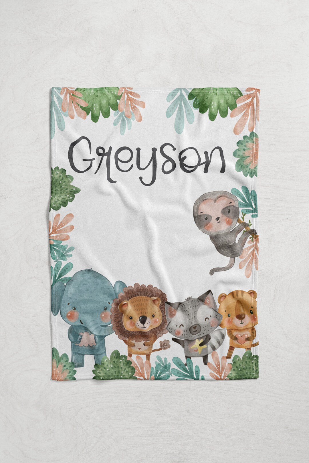 Baby Boy Animal Blanket, Personalized Baby Blanket, Cute Baby Blanket ...