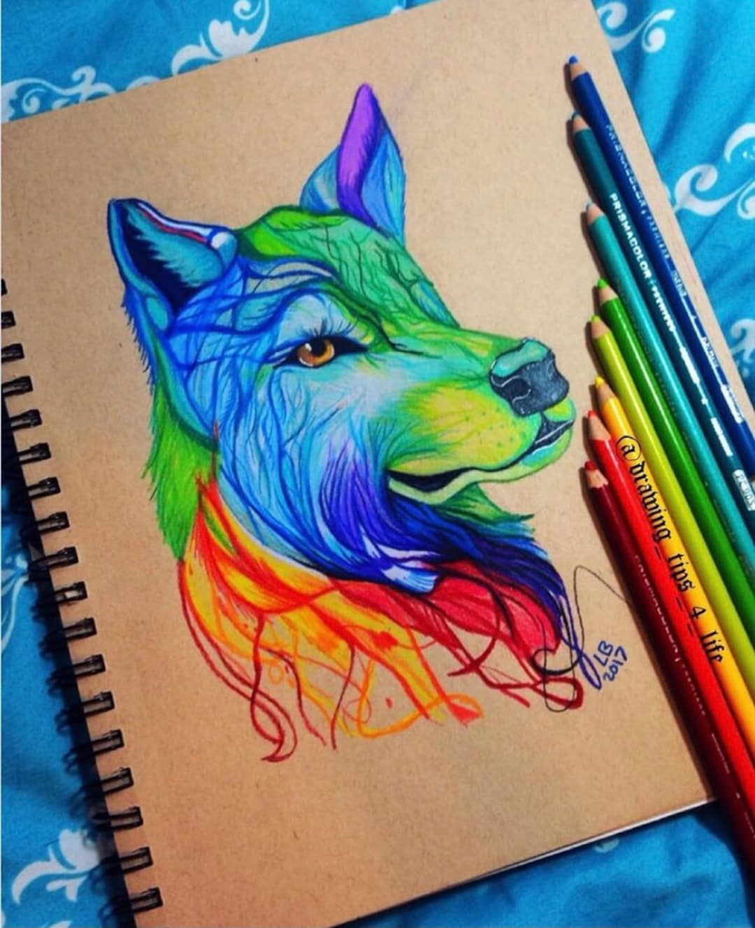 Rainbow Wolf Art Print - Etsy
