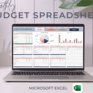 Monthly Budget Spreadsheet Template for Microsoft Excel, Digital Budget ...