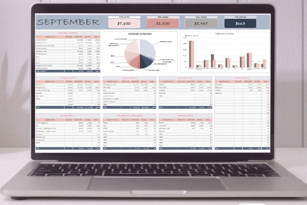Monthly Budget Spreadsheet Template for Microsoft Excel, Digital Budget ...