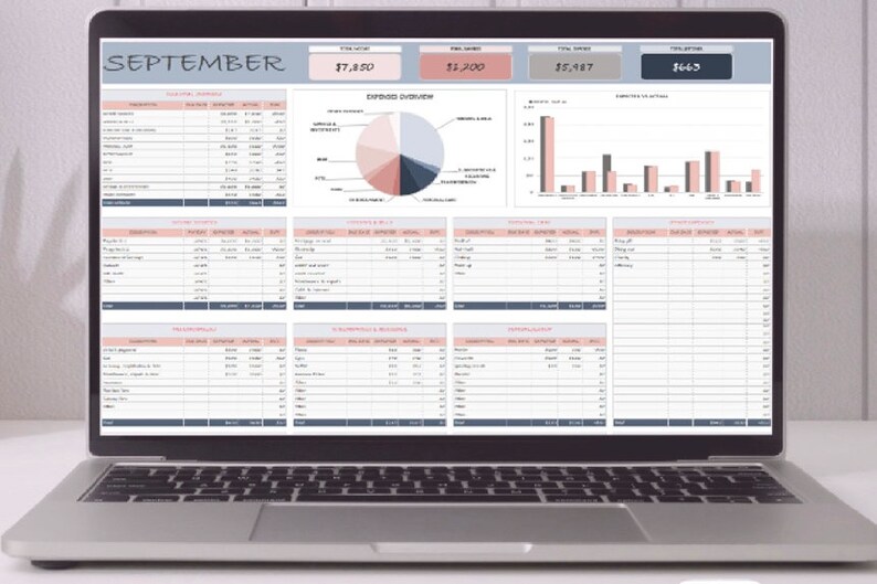 Monthly Budget Spreadsheet Template for Microsoft Excel, Digital Budget ...