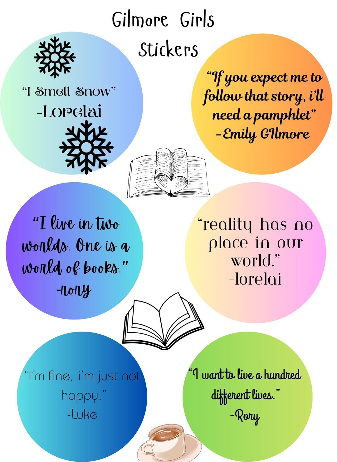 Gilmore Girls Stickers PNG Digital Download Set Printable Rory, Emily ...
