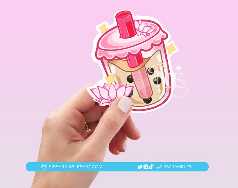 Boba Sticker Food Sticker Kawaii Sticker Boba Kiss Cut Sticker Boba ...