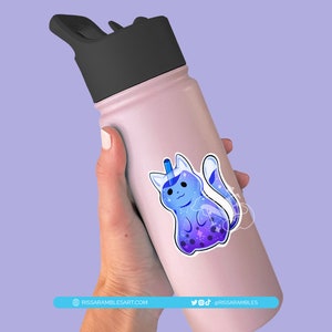 Galaxy Cat Boba Sticker | Kiss Cut Stickers | Cute Stickers, Anime ...