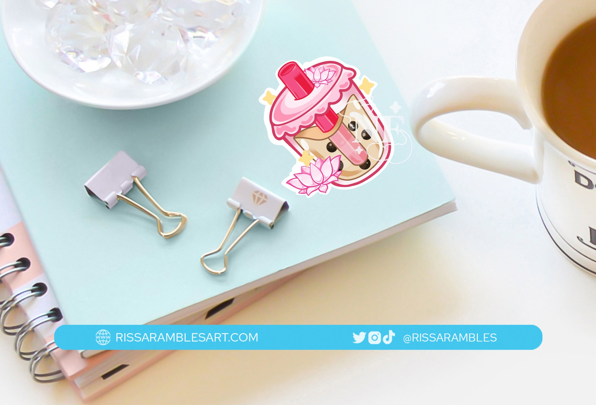 Boba Sticker Food Sticker Kawaii Sticker Boba Kiss Cut Sticker Boba ...