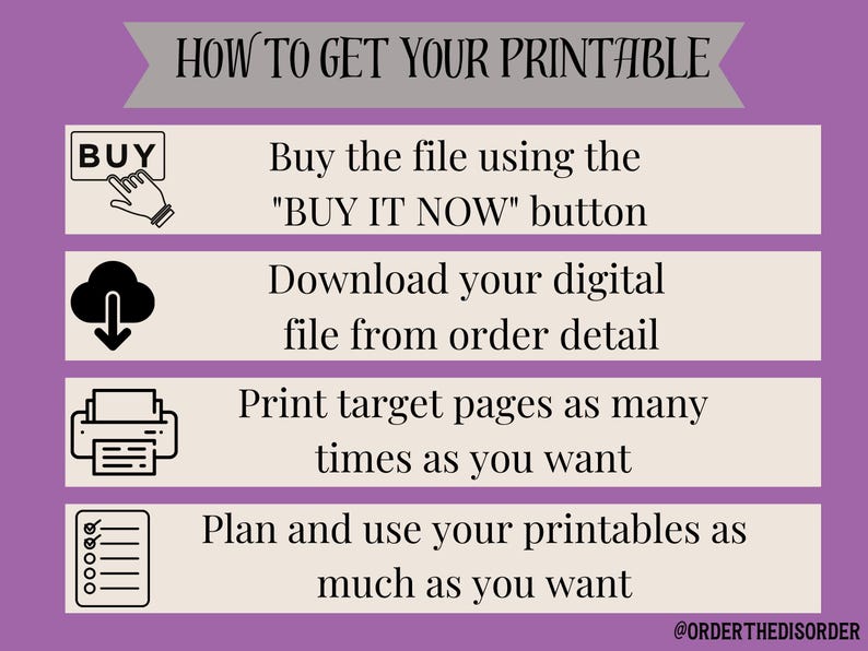 Get Organized With a Print on Demand Purple Nature to Do List - Instant ...