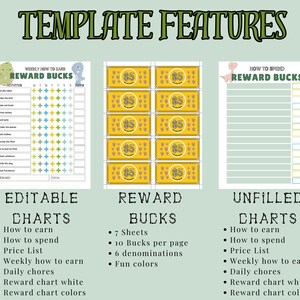 Kids Editable Dino Reward Chart With Reward Bucks, Reward Bucks for ...