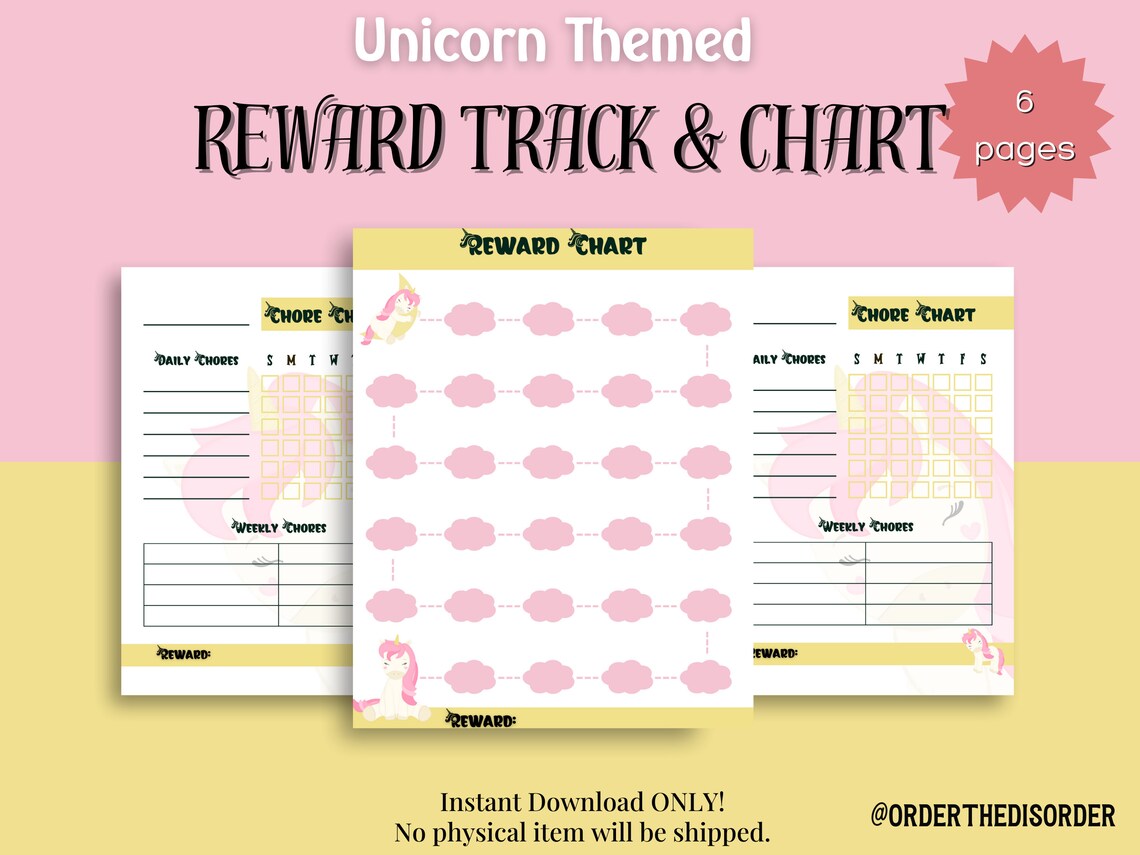 Unicorn Kids Reward Chart & Tracker - Printable, Fun-themed Tracking ...