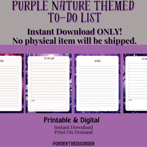 Get Organized With a Print on Demand Purple Nature to Do List - Instant ...