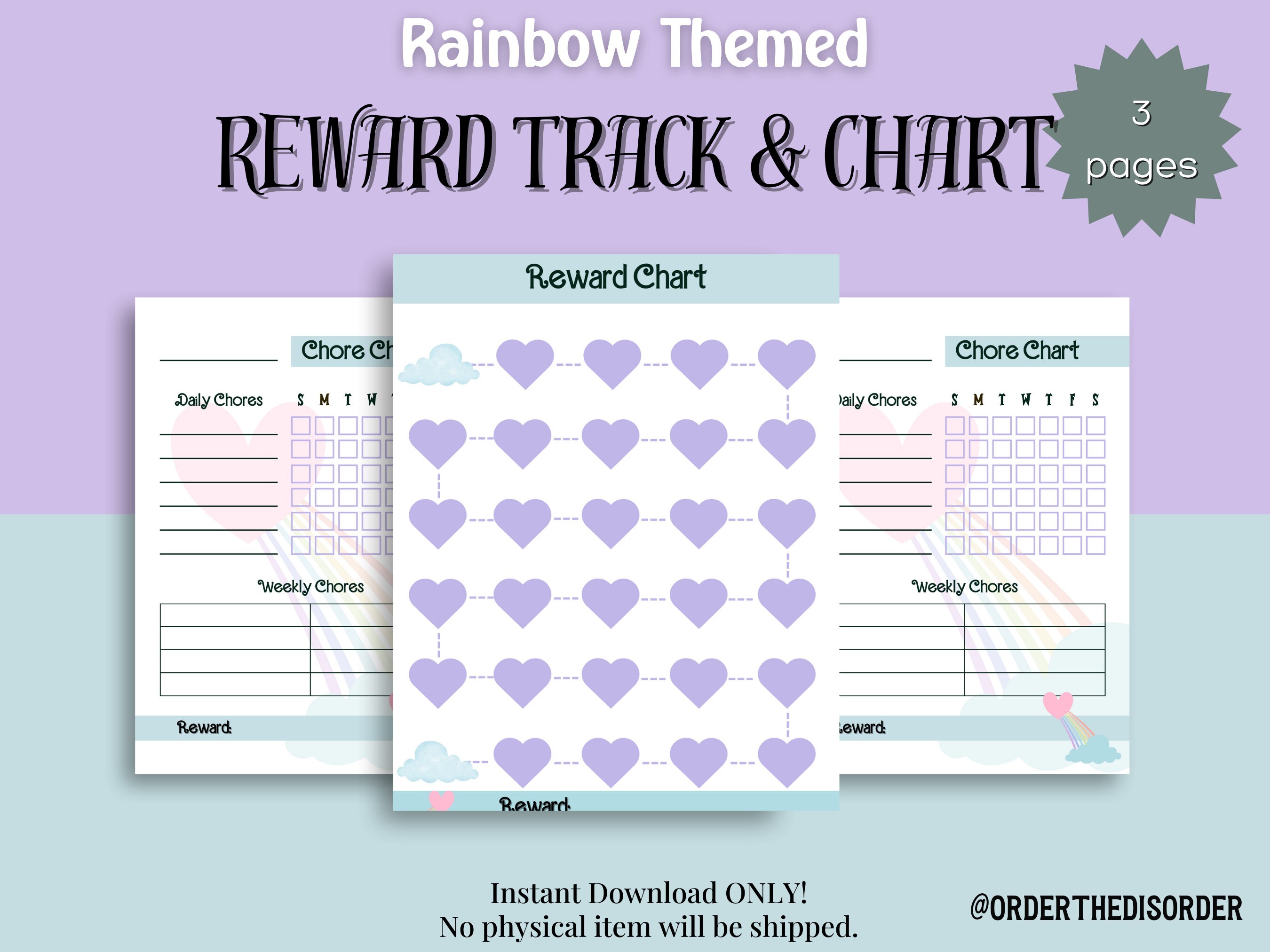 Rainbow Kids Reward Chart & Tracker, Instant Download, Print-at-home ...