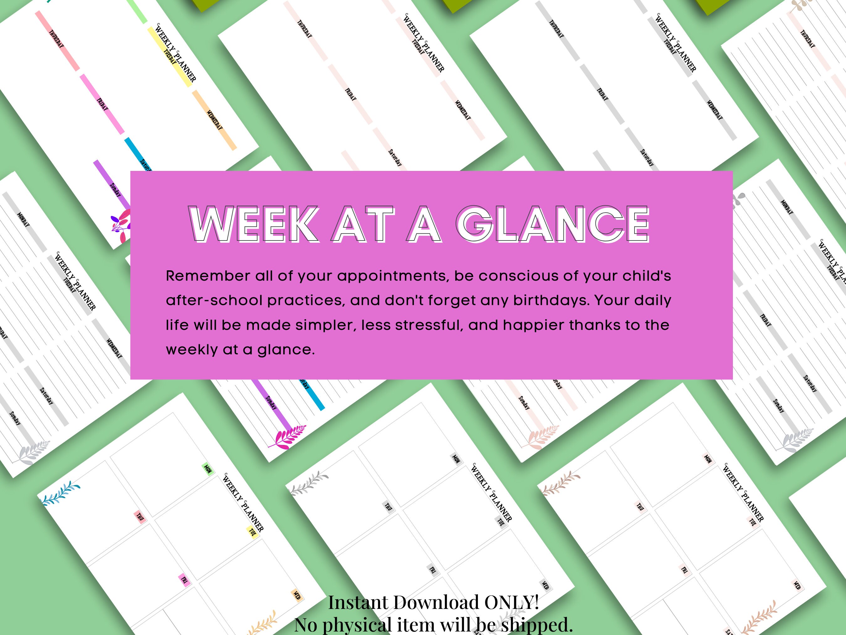 Plants-themed Weekly Planner - Printable Weekly Planner, Instant ...