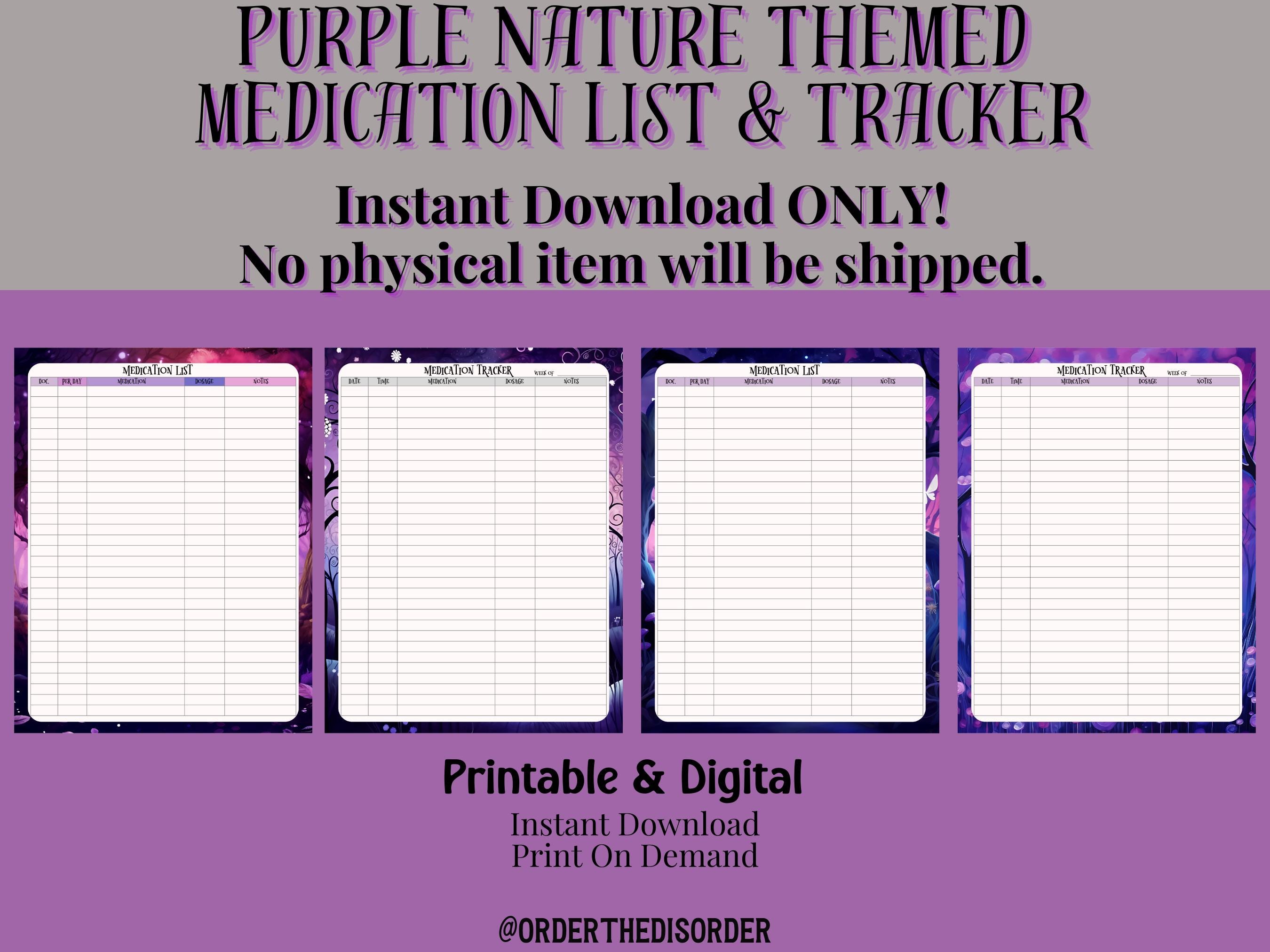 Keep Track of Your Medications in a Pretty Purple Nature Theme ...
