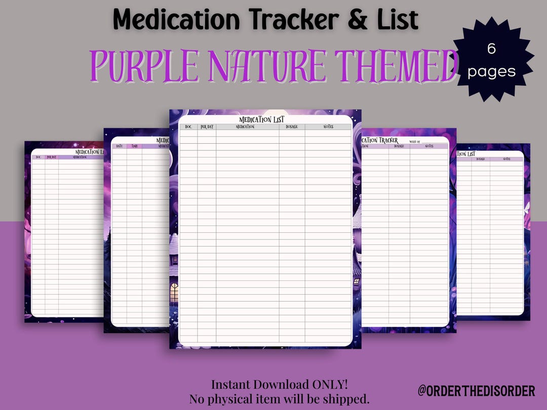 Keep Track of Your Medications in a Pretty Purple Nature Theme ...