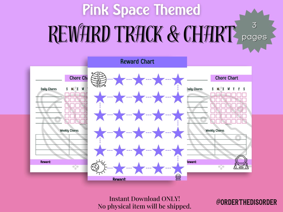 Pink Space Kids Reward Chart & Tracker - Instant Download for Easy Home ...