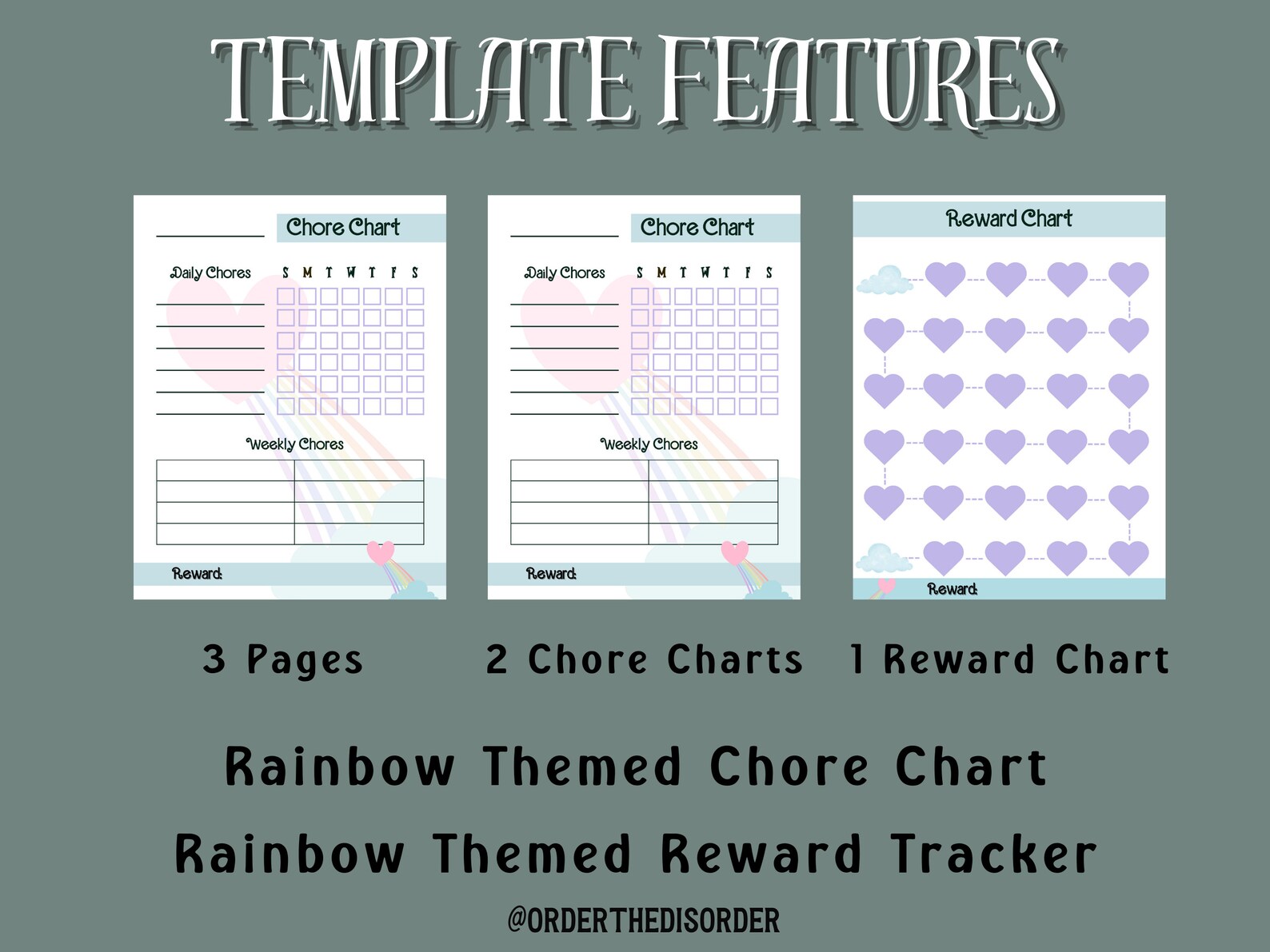 Rainbow Kids Reward Chart & Tracker, Instant Download, Print-at-home ...