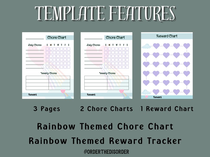 Rainbow Kids Reward Chart & Tracker, Instant Download, Print-at-home ...