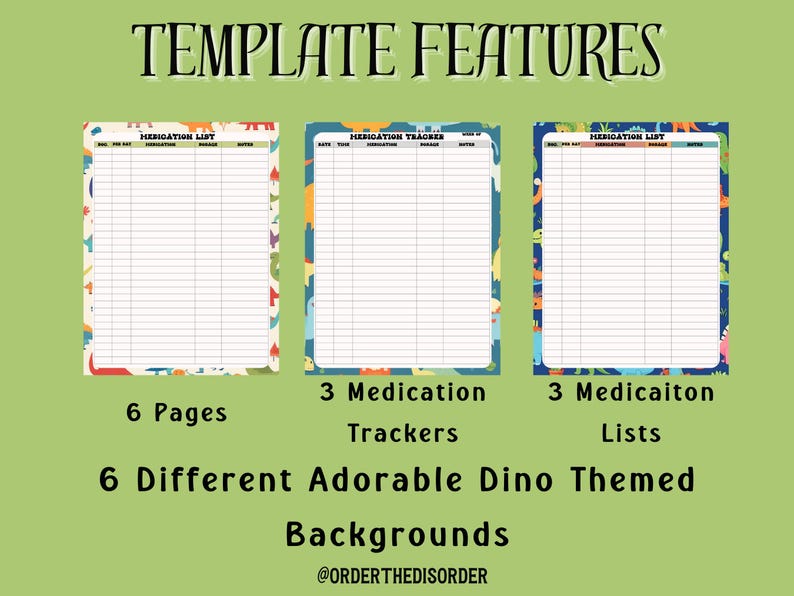 Dino-mite Medication List and Tracker - Instant Download - Print on ...