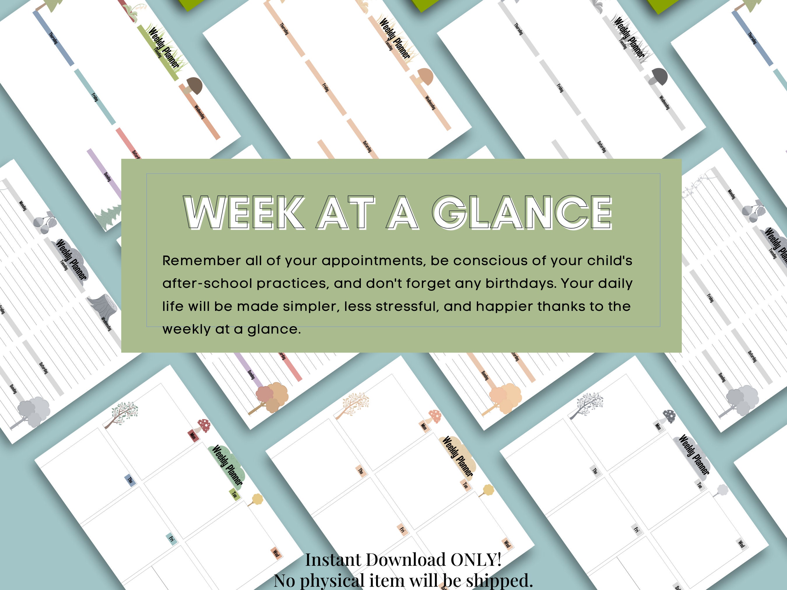 Forest Themed Weekly Planner Printable - Instant Download - Etsy