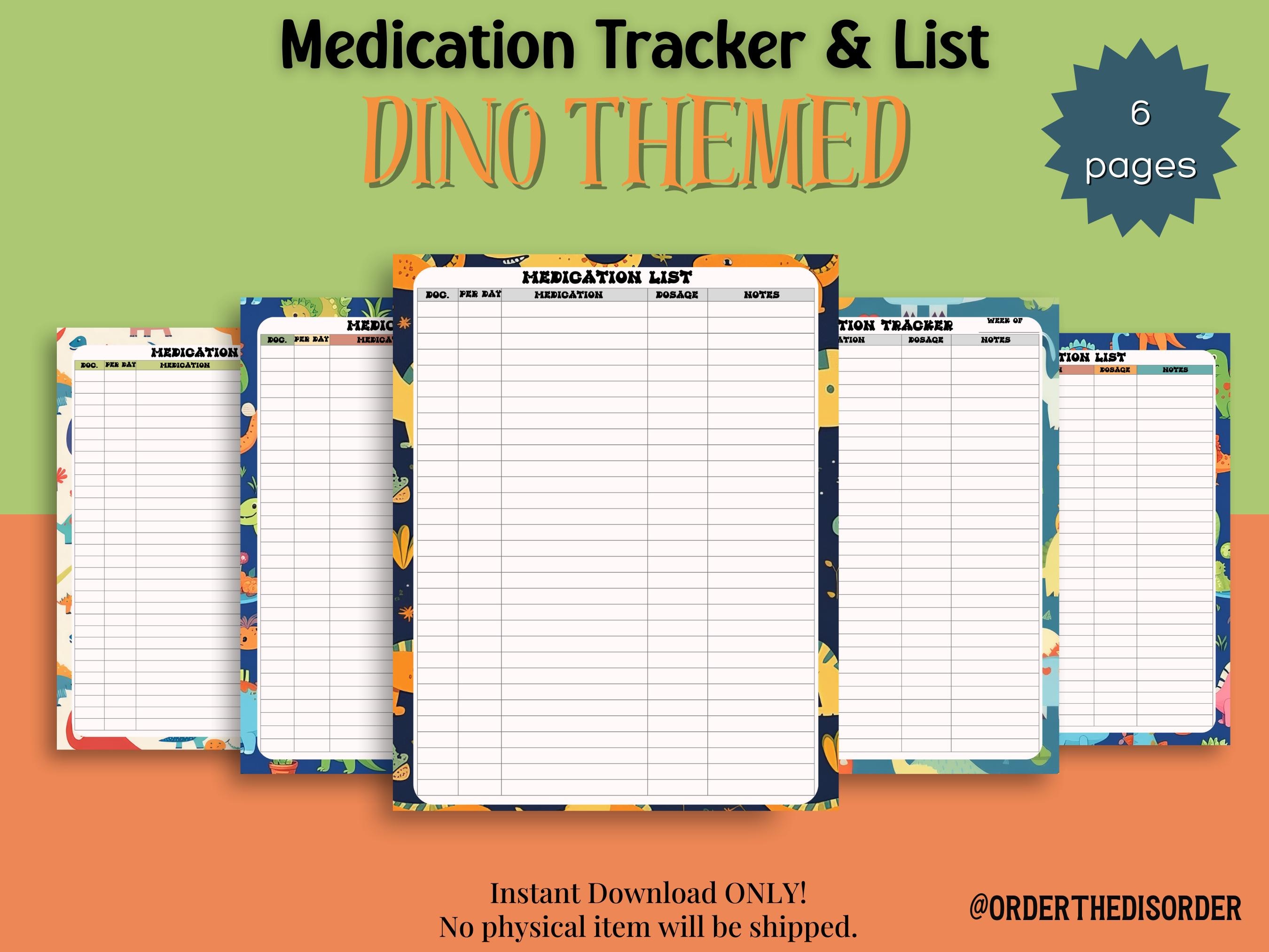 Dino-mite Medication List and Tracker - Instant Download - Print on ...