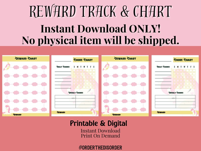 Unicorn Kids Reward Chart & Tracker - Printable, Fun-themed Tracking ...