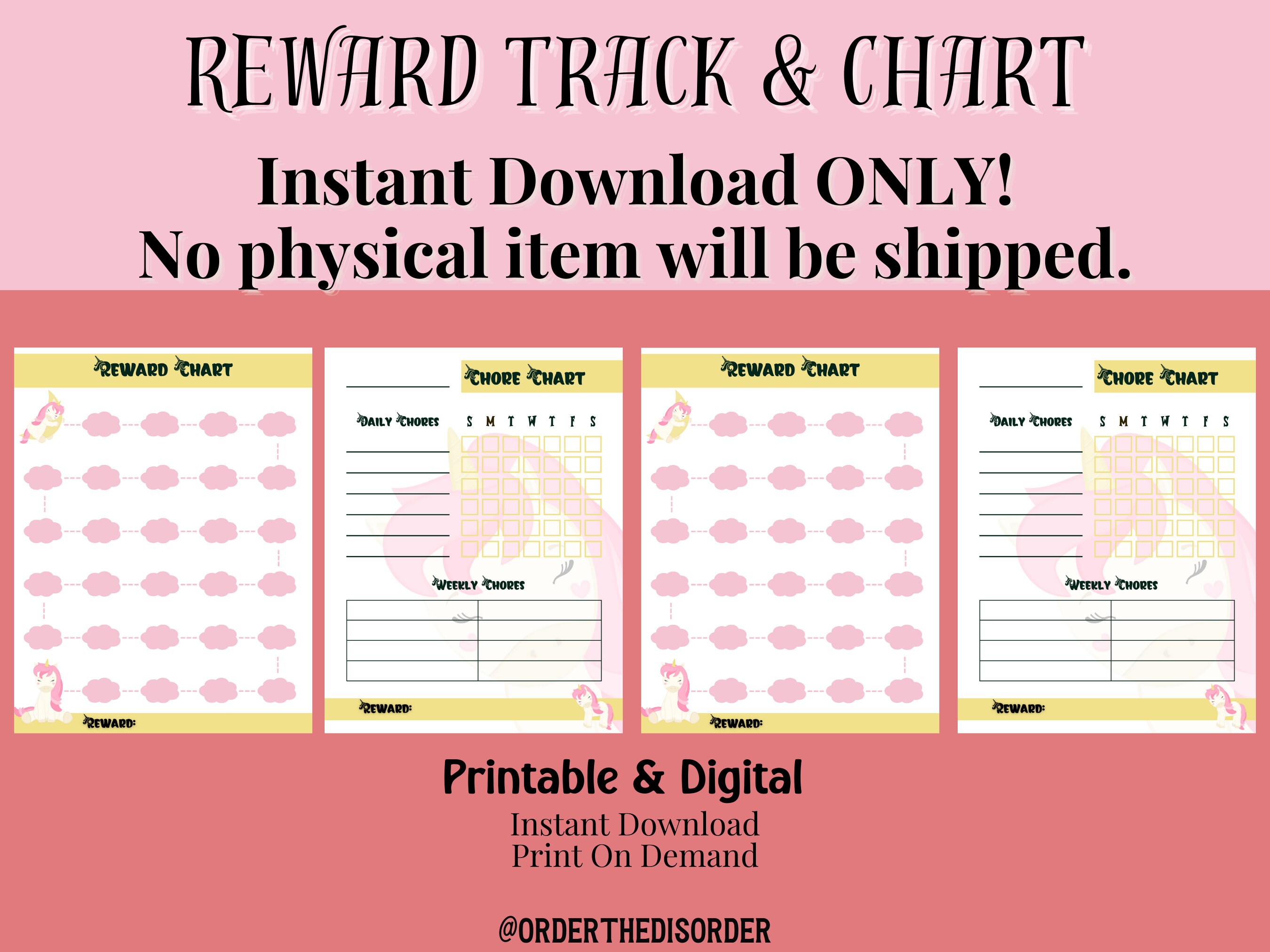 Unicorn Kids Reward Chart & Tracker - Printable, Fun-themed Tracking ...