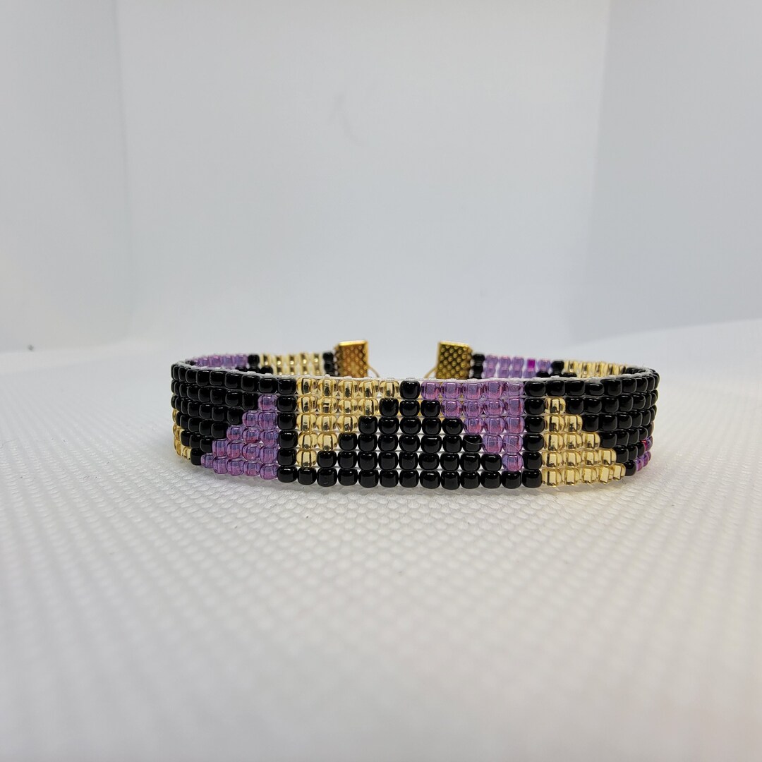 Purple and Gold Bracelet. Elegant. Gift for Her. Comfortable. Triangles ...