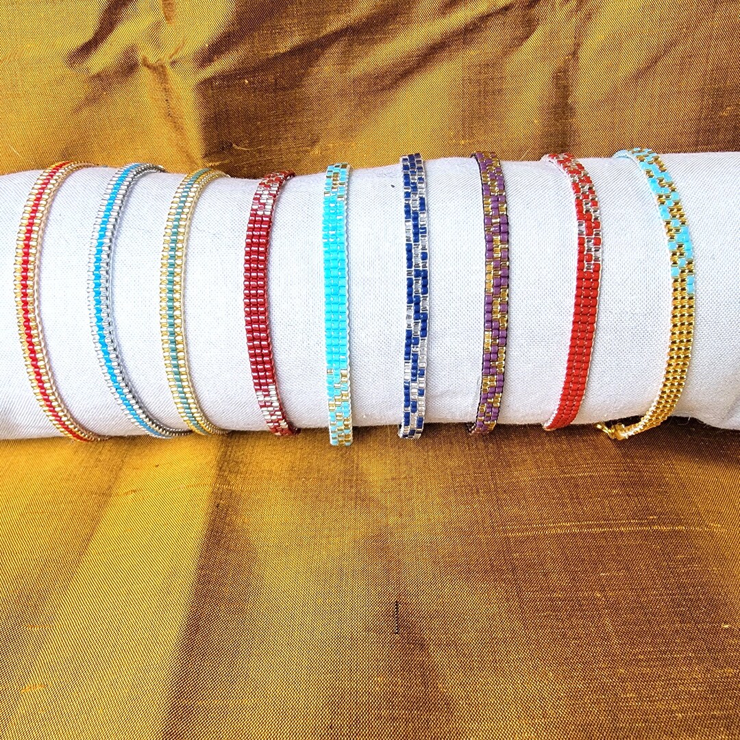 Delicate Metallic Mix Bracelets. Elegant Beaded Bracelets. Bead Loom ...