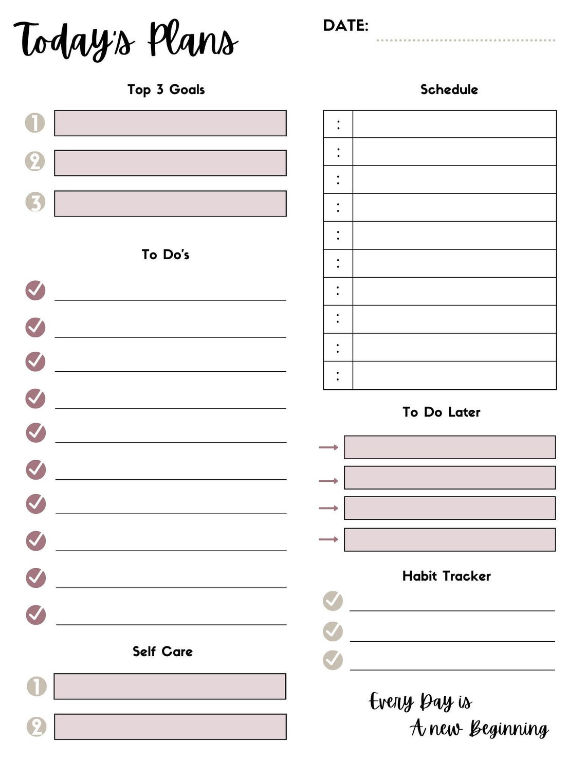 Easy Daily Planner Printable Digital Download PDF to Do List Habit ...