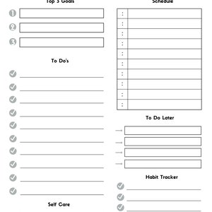 Easy Daily Planner Printable Digital Download PDF to Do List Habit ...