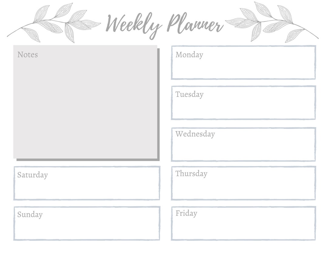 Weekly Planner Printable, Simple, Minimalist Style, Digital Download ...
