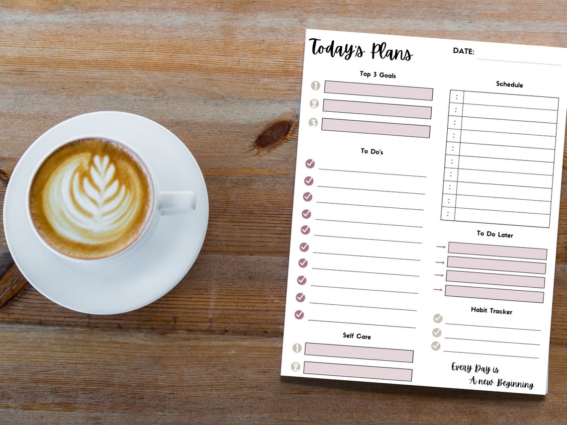 Easy Daily Planner Printable Digital Download PDF to Do List Habit ...