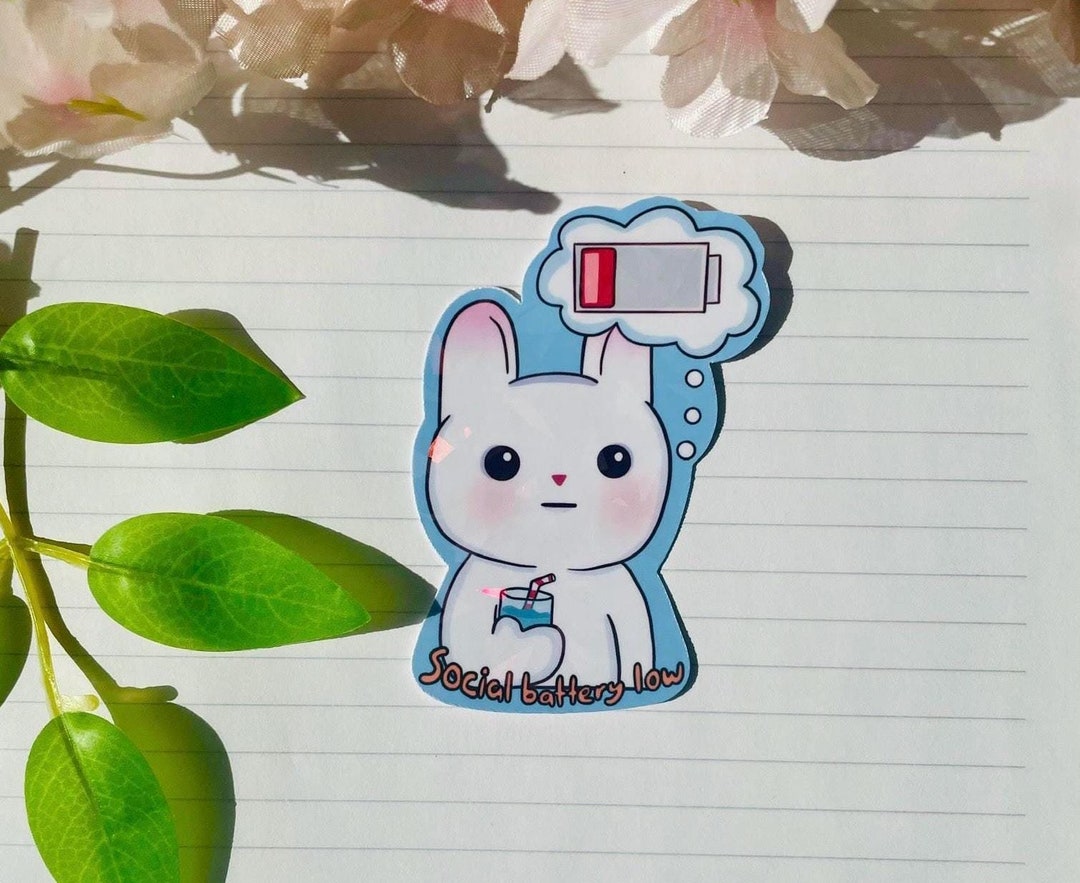 Social Battery Low Rabbit Die-cut Sticker - Etsy