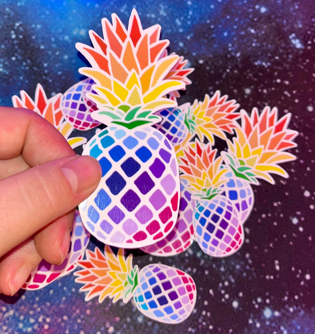 Rainbow Colored Pineapple Sticker - Etsy