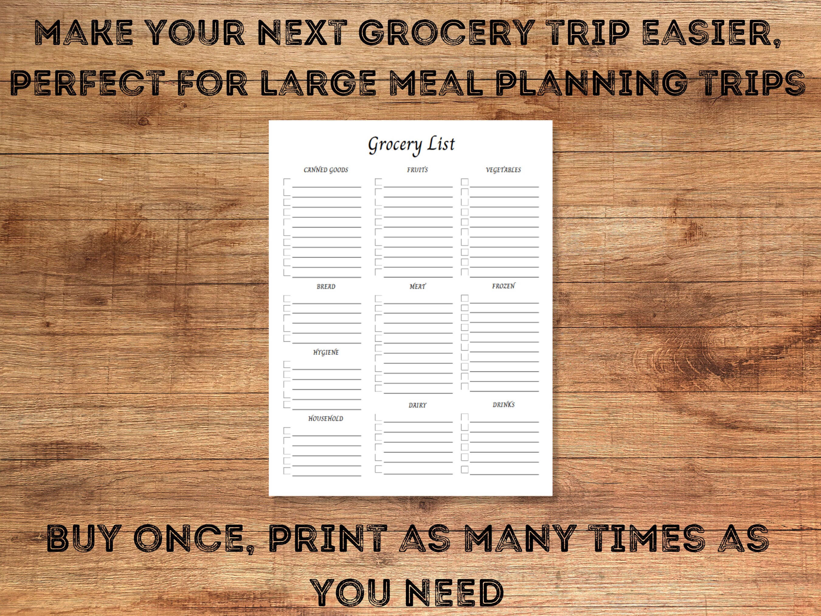 Grocery List Printable, Grocery List PDF, Master Grocery List, Digital ...