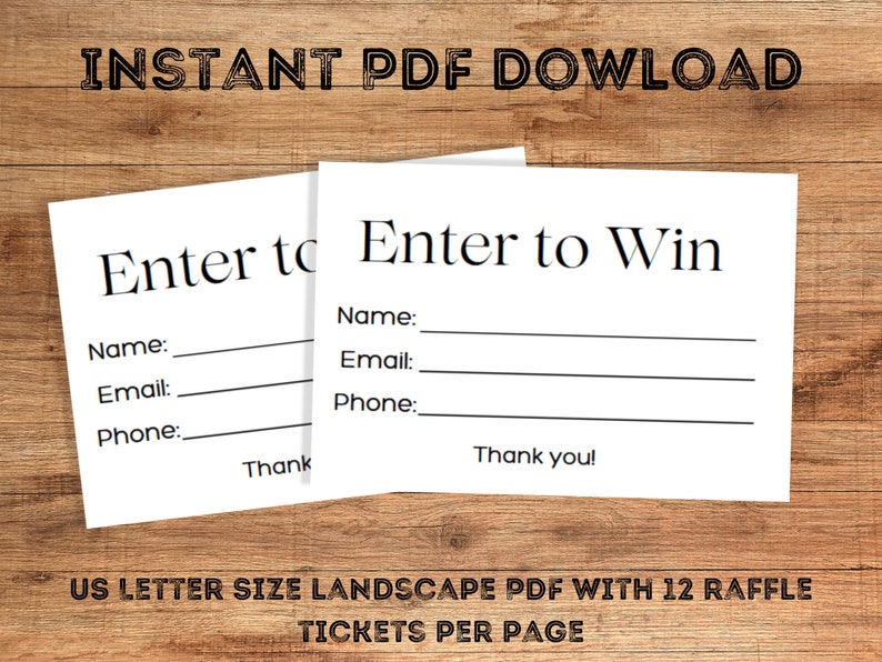 Printable Raffle Tickets, Raffle Ticket Template, Enter to Win ...