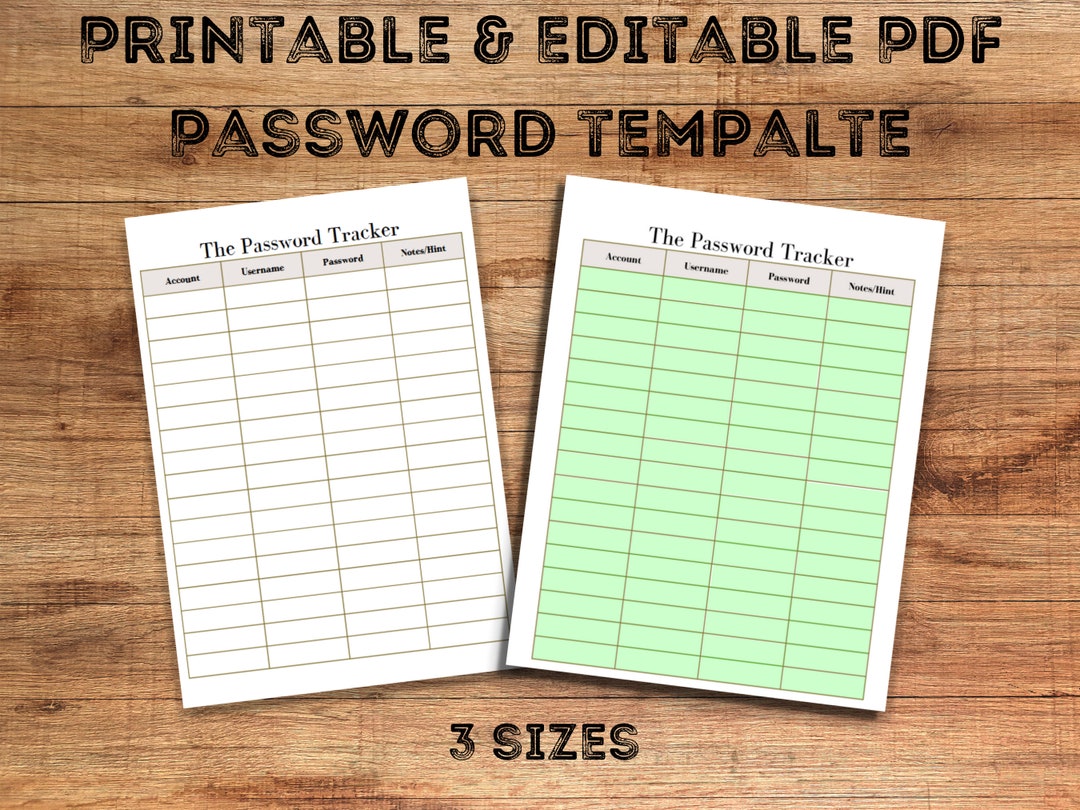 Password Tracker | Printable Password Manager | Editable Password ...