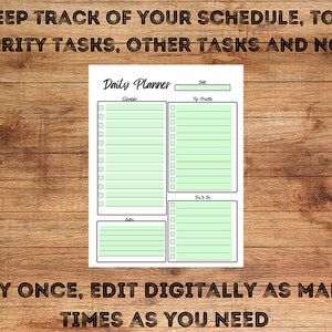 Daily Planner Printable PDF Instant Download | Editable PDF Daily ...