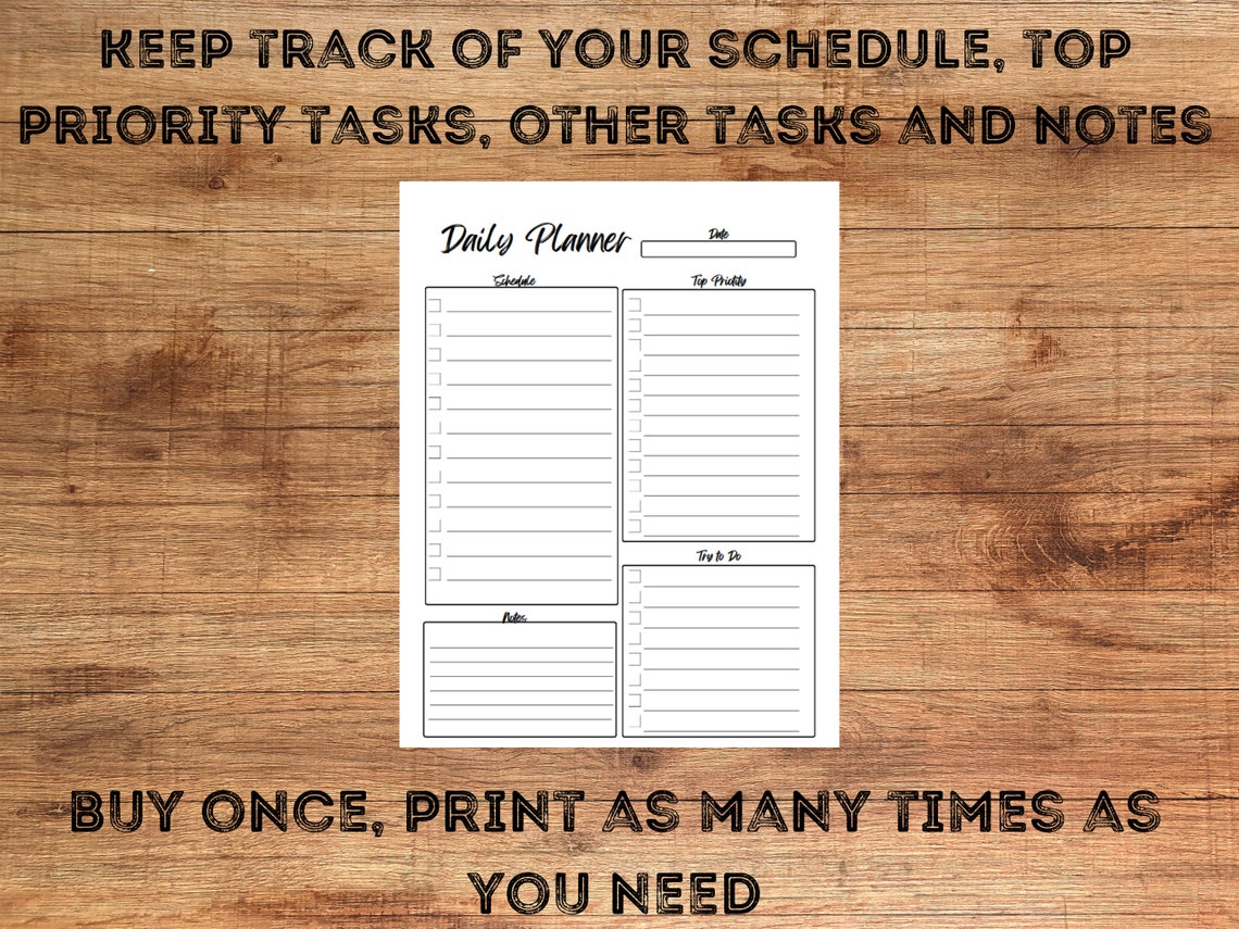 Daily Planner Printable PDF Instant Download Editable PDF Daily Planner ...