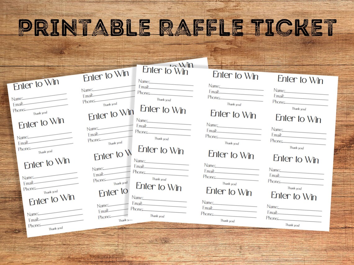 Enter to Win Ticket, Raffle Ticket Template, Printable Raffle Tickets ...