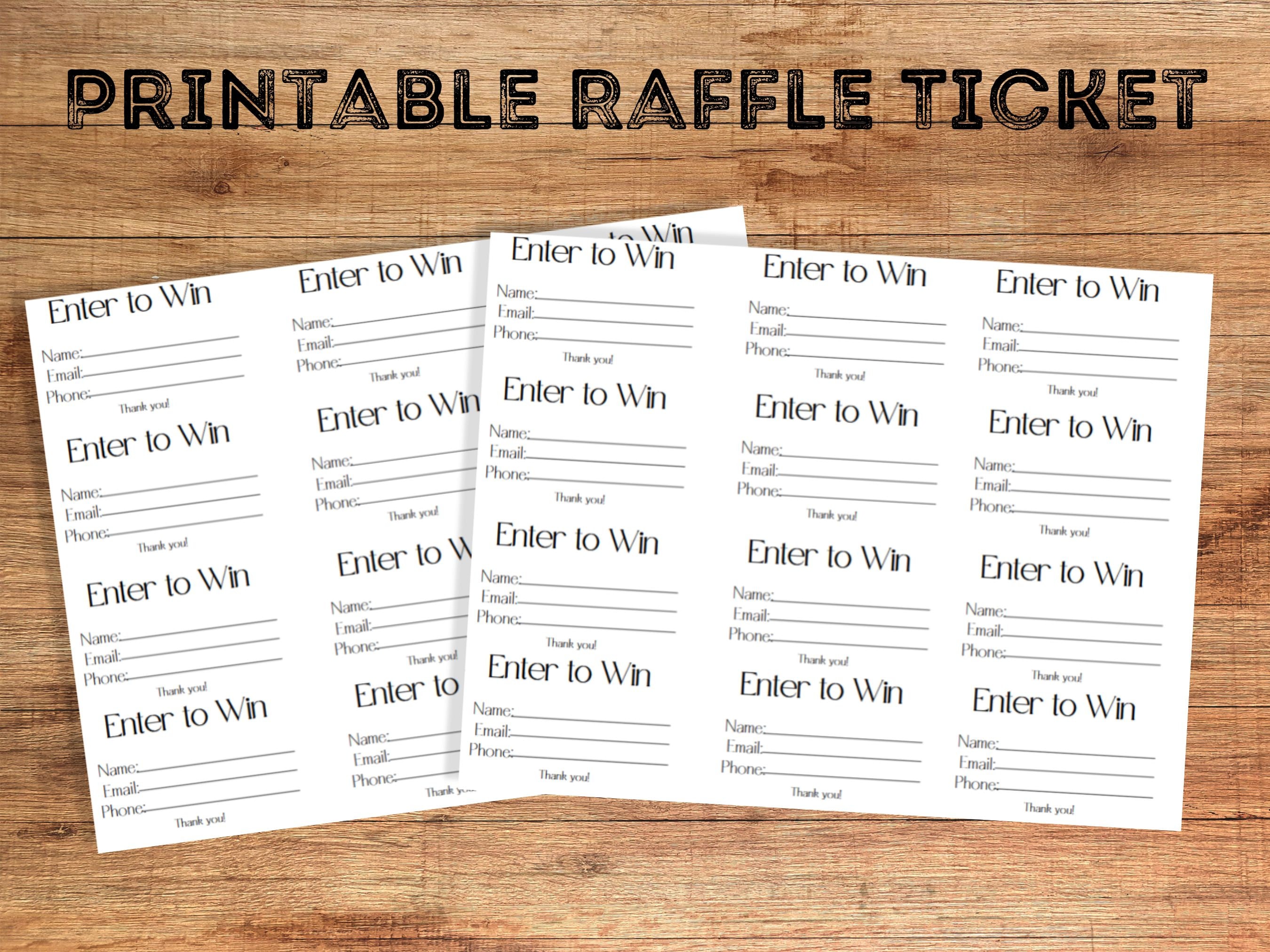 Enter to Win Ticket, Raffle Ticket Template, Printable Raffle Tickets ...