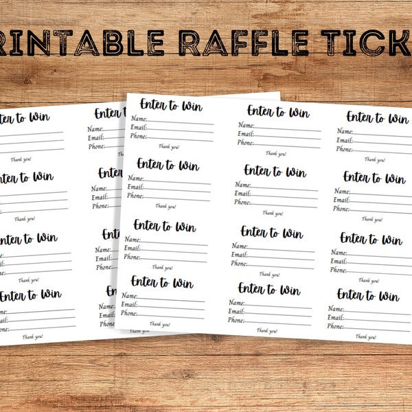 Printable Raffle Tickets, Raffle Ticket Template, Enter to Win ...