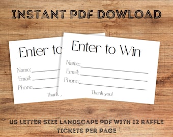 Printable Raffle Tickets, Raffle Ticket Template, Enter to Win ...