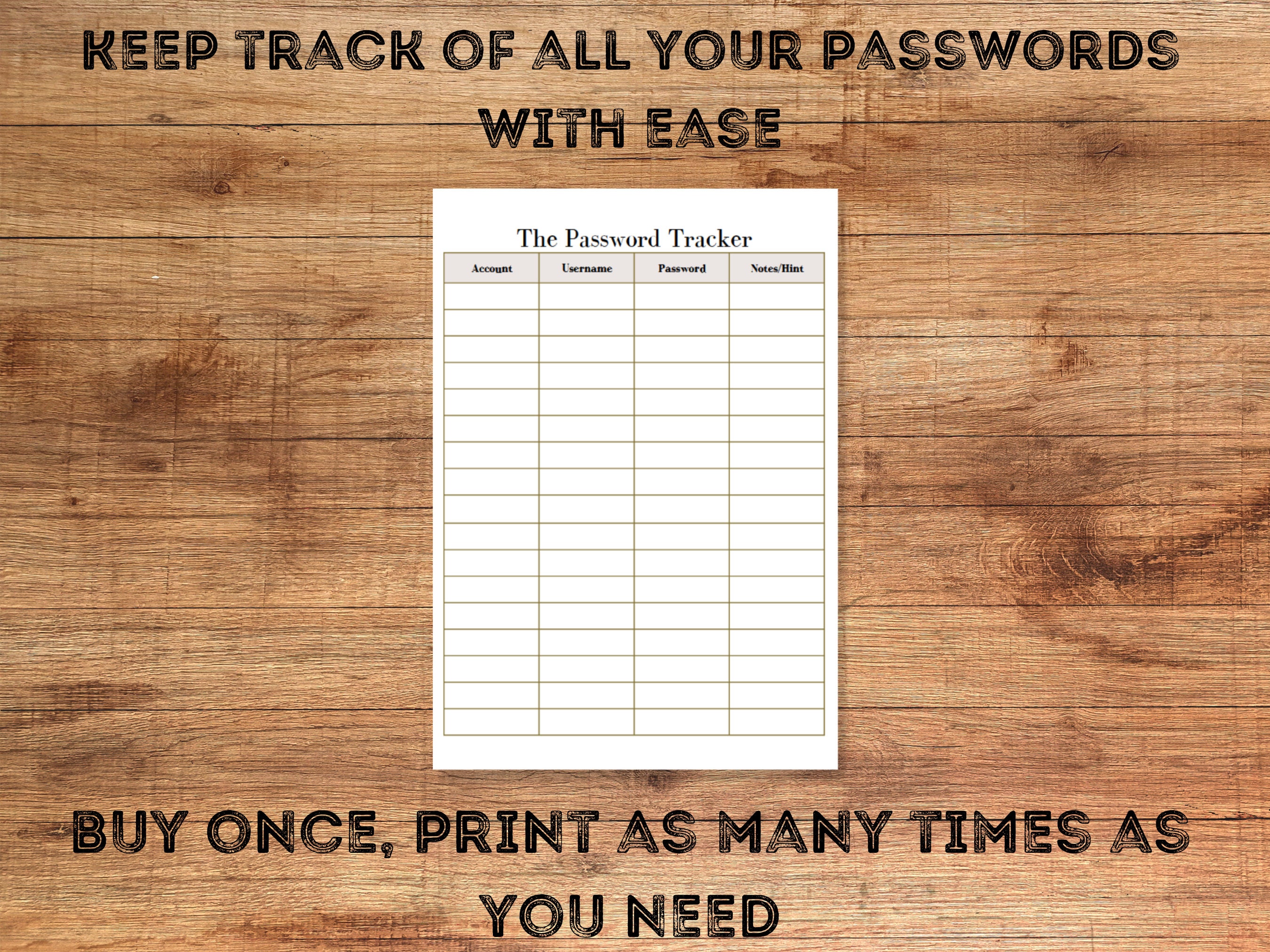 Password Tracker | Printable Password Manager | Editable Password ...