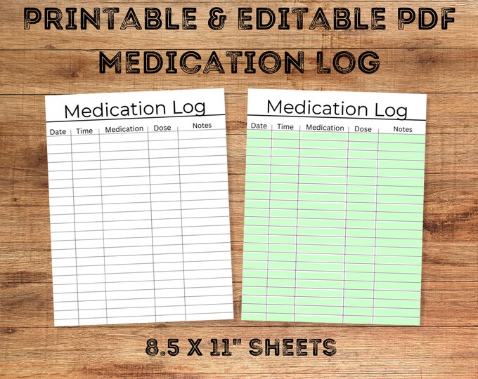 Medication Tracker Minimalist, Injection Log, Medication Log ...