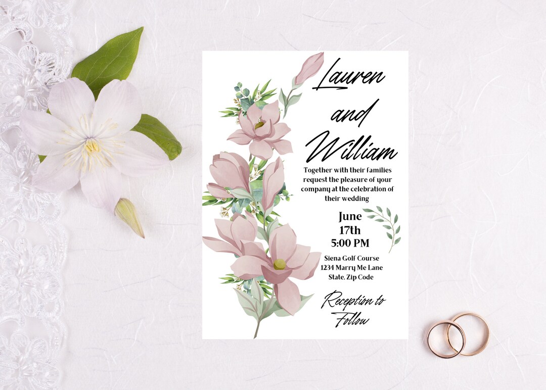 WEDDING INVITATION| EDITABLE Portrait Style Template| Easy to Edit With ...