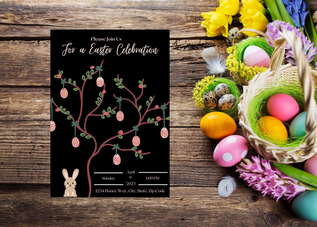 EASTER| Editable Easter Invitation| Portrait Template| Easy to Edit ...