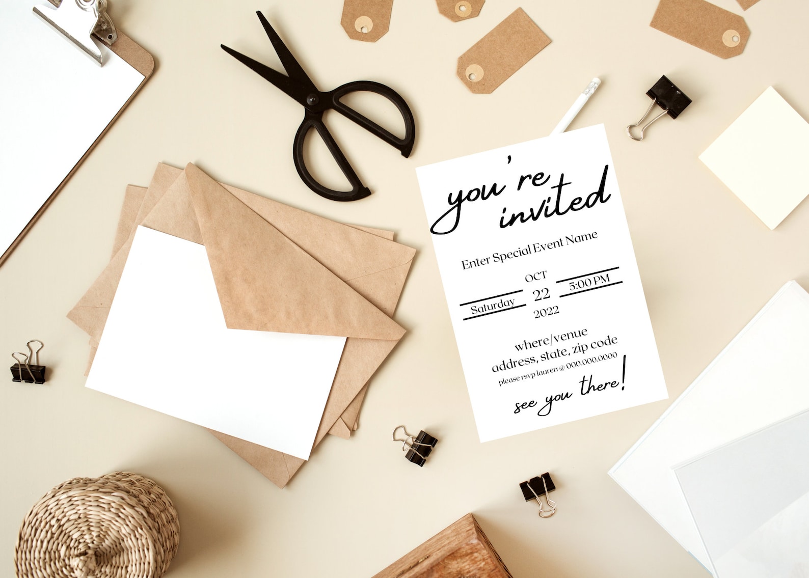 EDITABLE You're Invited Party Invitation Black and White - Etsy