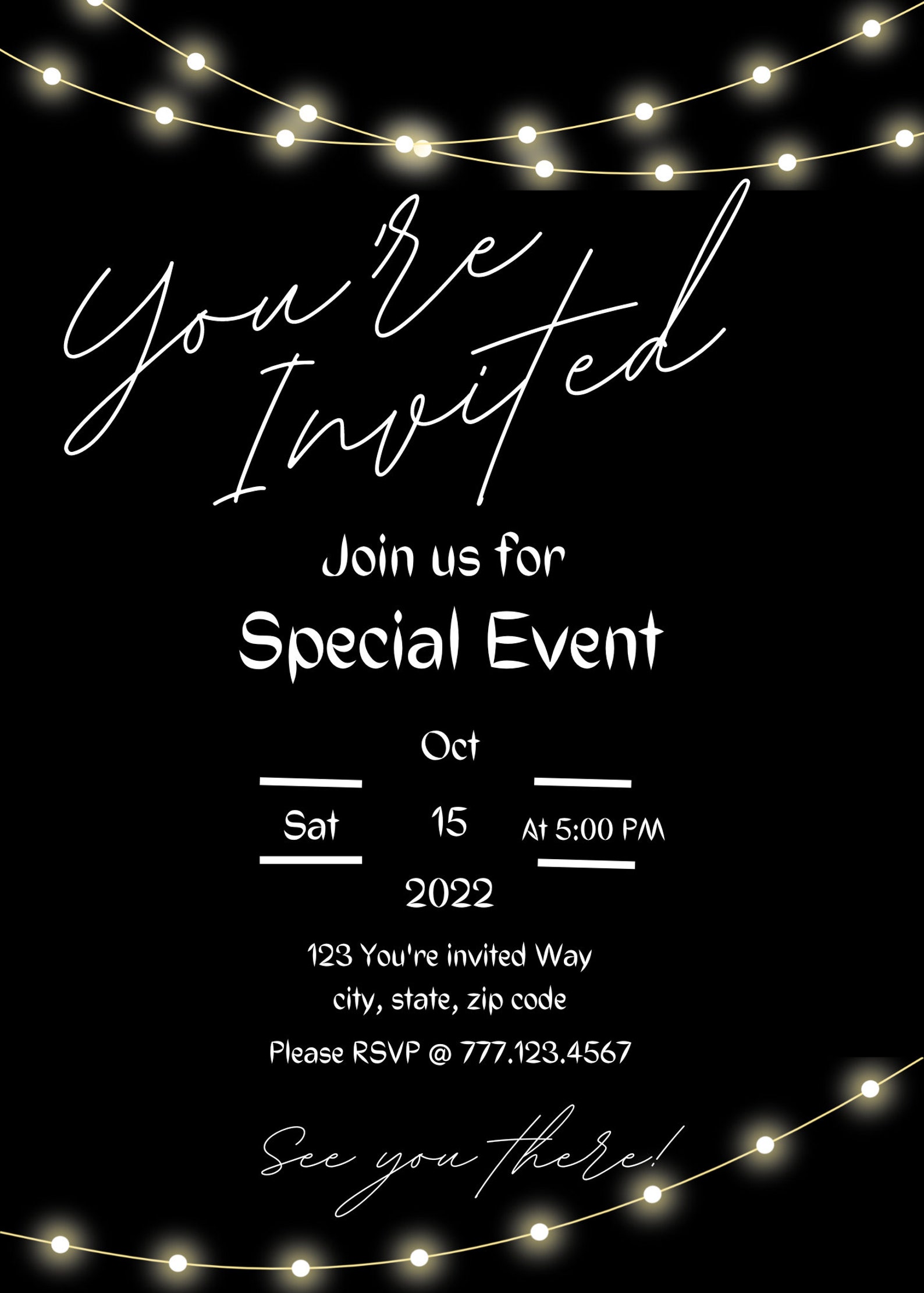 EDITABLE You're Invited Party Invitation Modern Portrait Template With ...